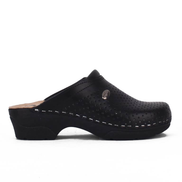 Μαύρο δερμάτινο γυναικείο ανατομικό τσόκαρο | My Way Shoes