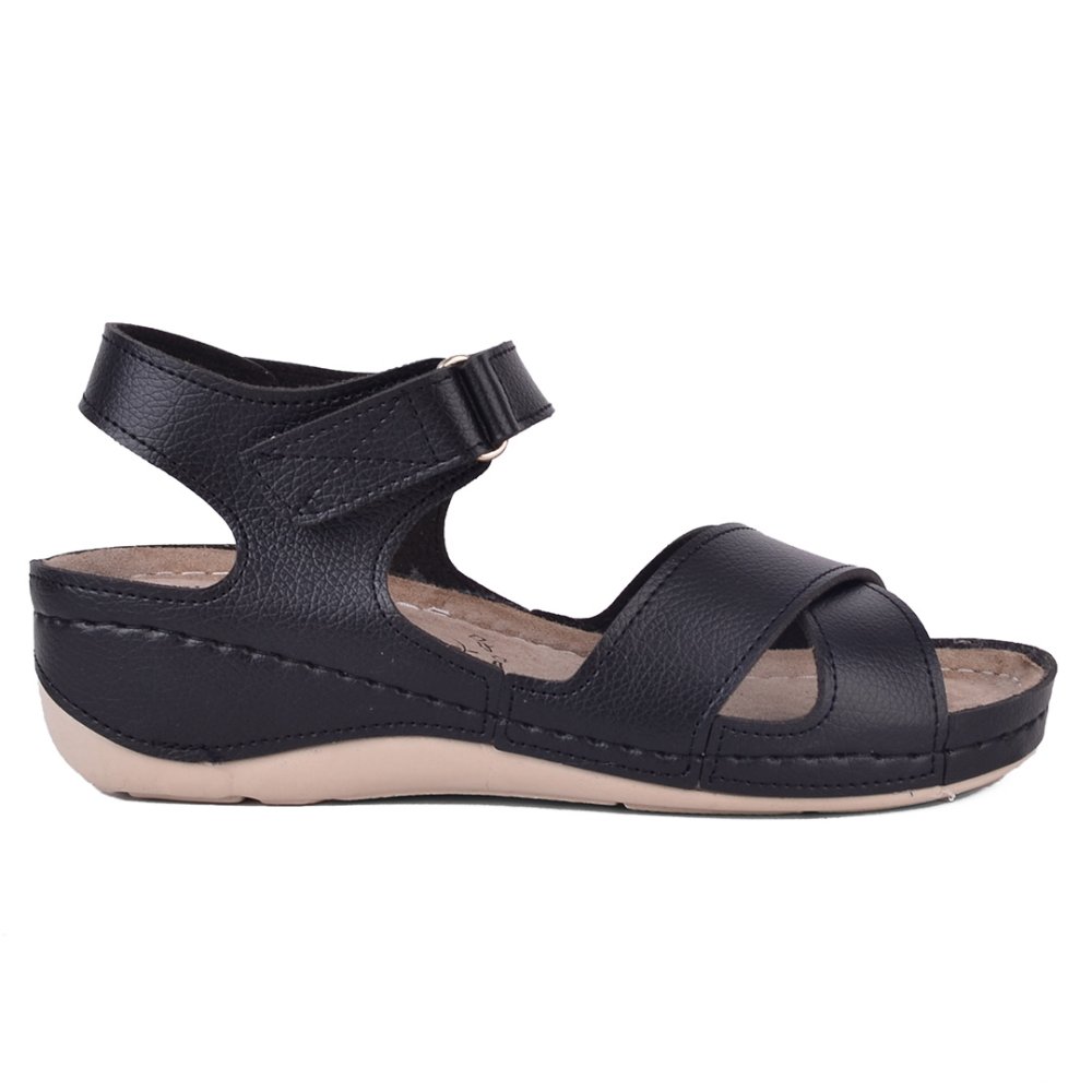 Μαύρο ανατομικό πέδιλο με χράτς | My Way Shoes